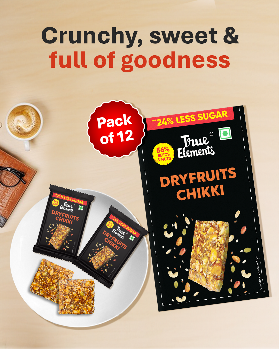 Dryfruit Chikki 20gm each - Pack of 12 – True Elements